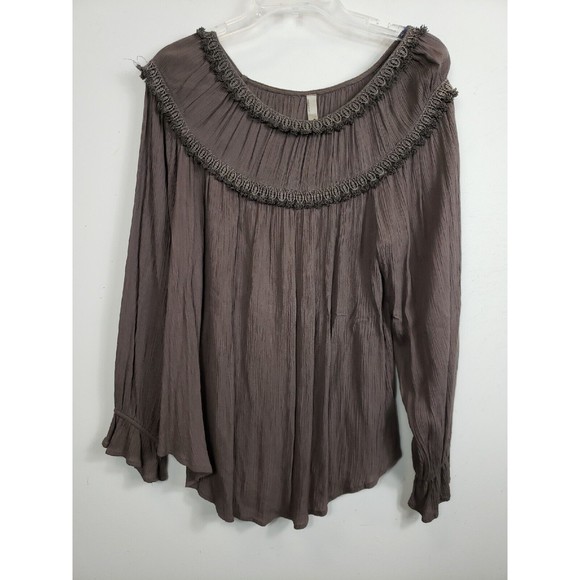 entro | Tops | Entro Womens Sz Med Peasant Top Gauzy Crochet Long ...